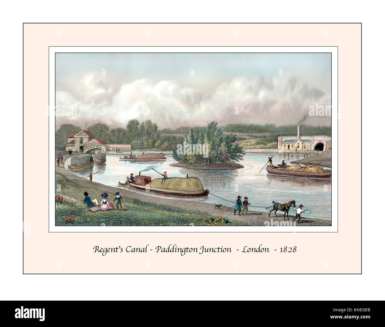 Regent's Canal Paddington Junction Original Design based on a 19th century Engraving Stock Photo ...