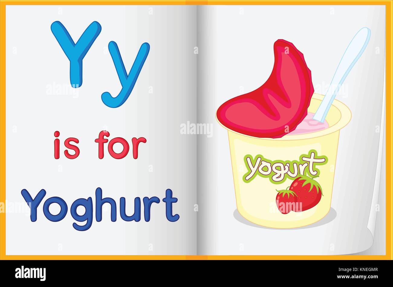 Illustration of a yoghurt in a book on a white background Stock Vector ...