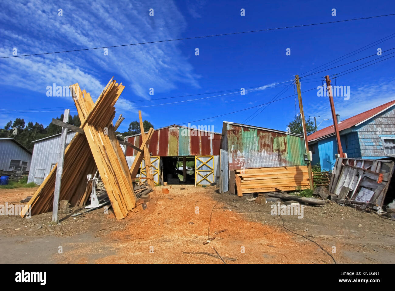 Building wooden boats by hand from tree trunks, Chiloe Island, Chile ...