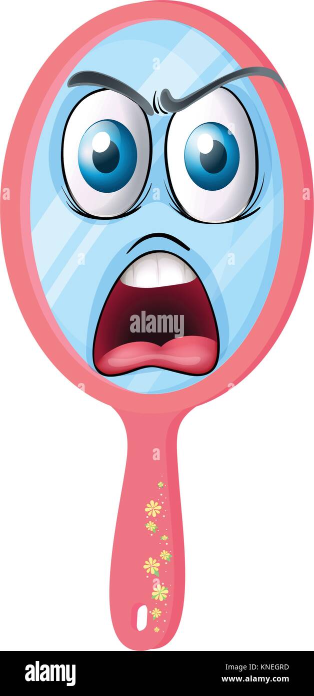 illustration of a mirror with face on a white background Stock Vector ...