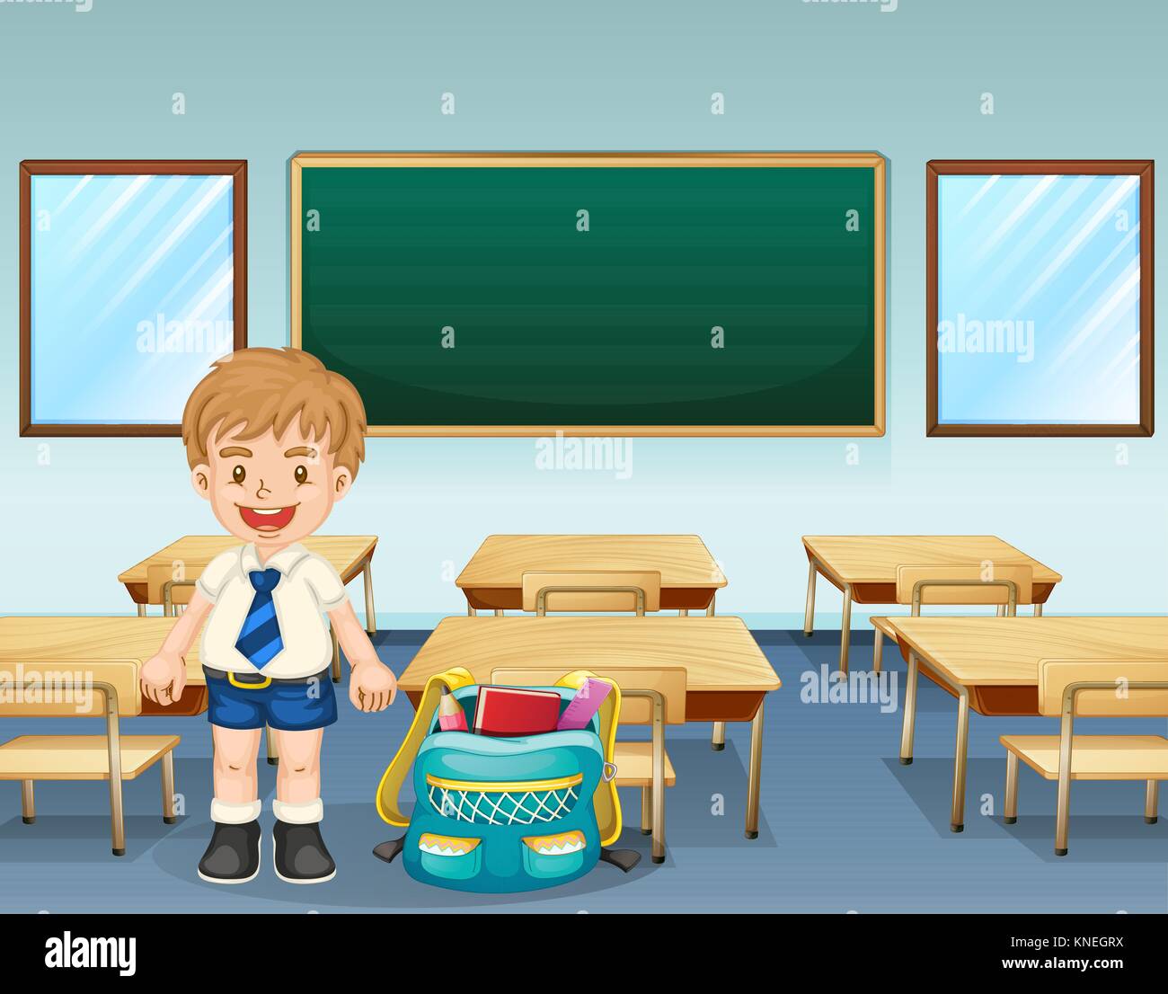 Illustration of a student wearing a complete uniform Stock Vector Image ...
