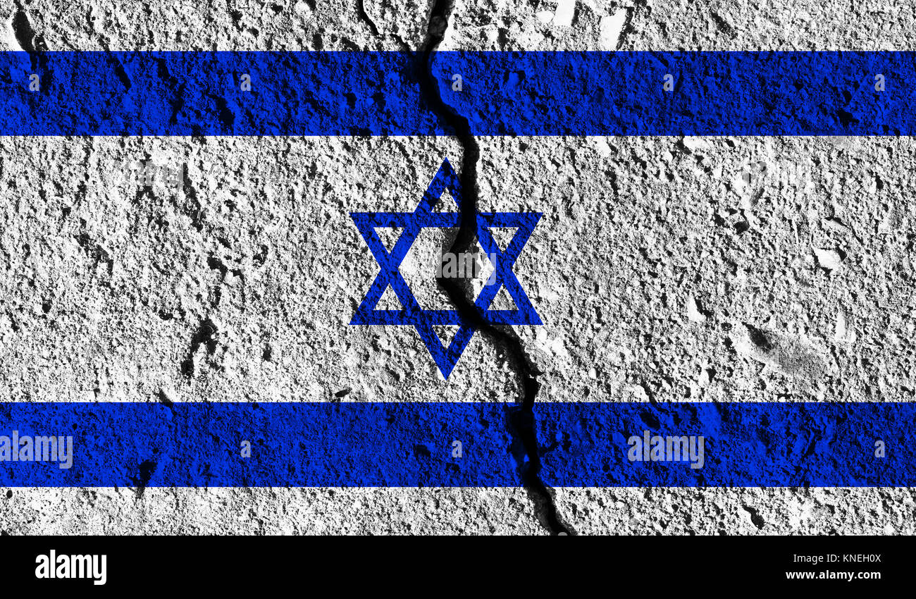 Israel flag with crack through the middle. Country divided concept ...