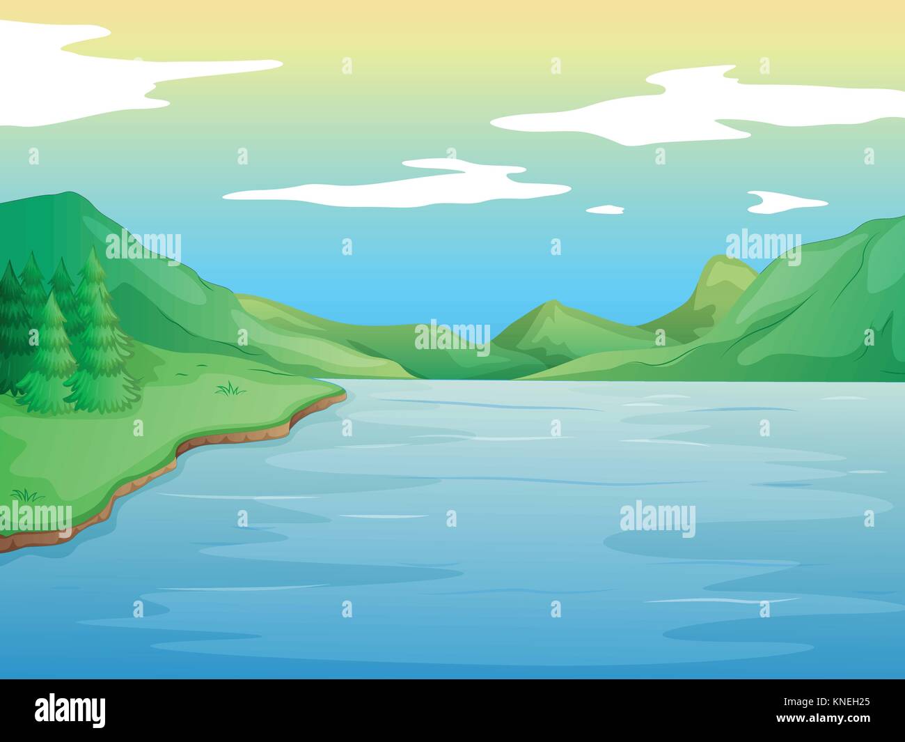 Illustration of a river in a beautiful nature Stock Vector Image & Art ...