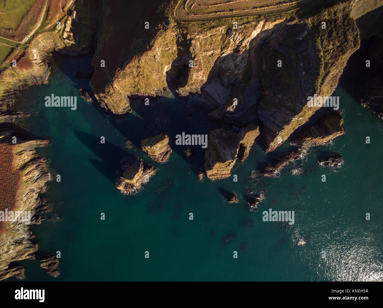 Aerial view of Nohaval Cove, Ballyfoyle, County Cork, Ireland Stock ...