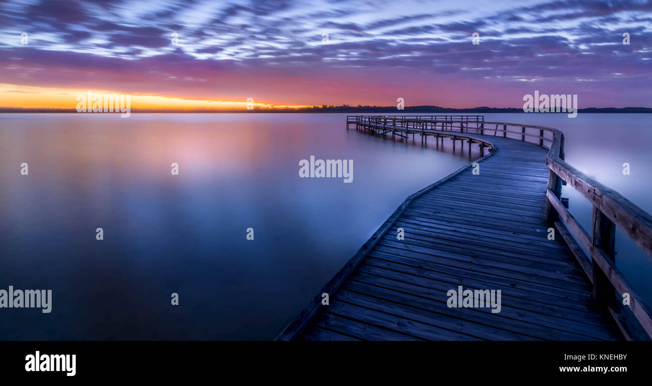 Walkway at sunset, Lake Clifton, Western Australia, Australia Stock ...