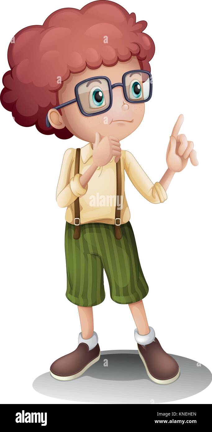 Illustration of a thinking boy on a white background Stock Vector Image ...
