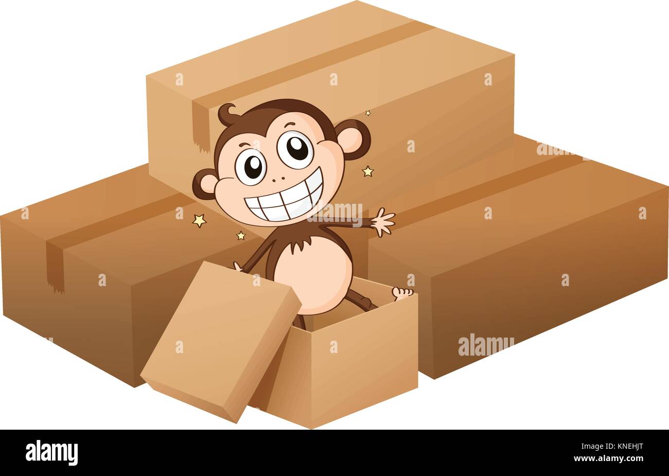 Illustration of a monkey and boxes on a white background Stock Vector ...