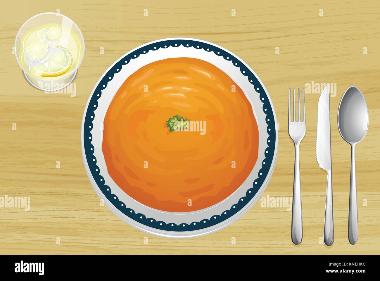 Orange background with bowl of soup Stock Vector Images - Alamy