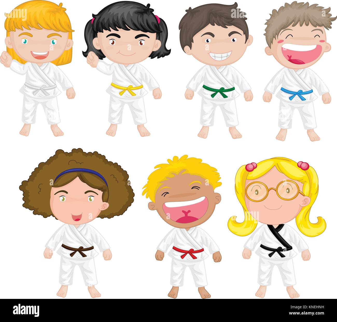 Illustration of karate kids on a white background Stock Vector Image ...