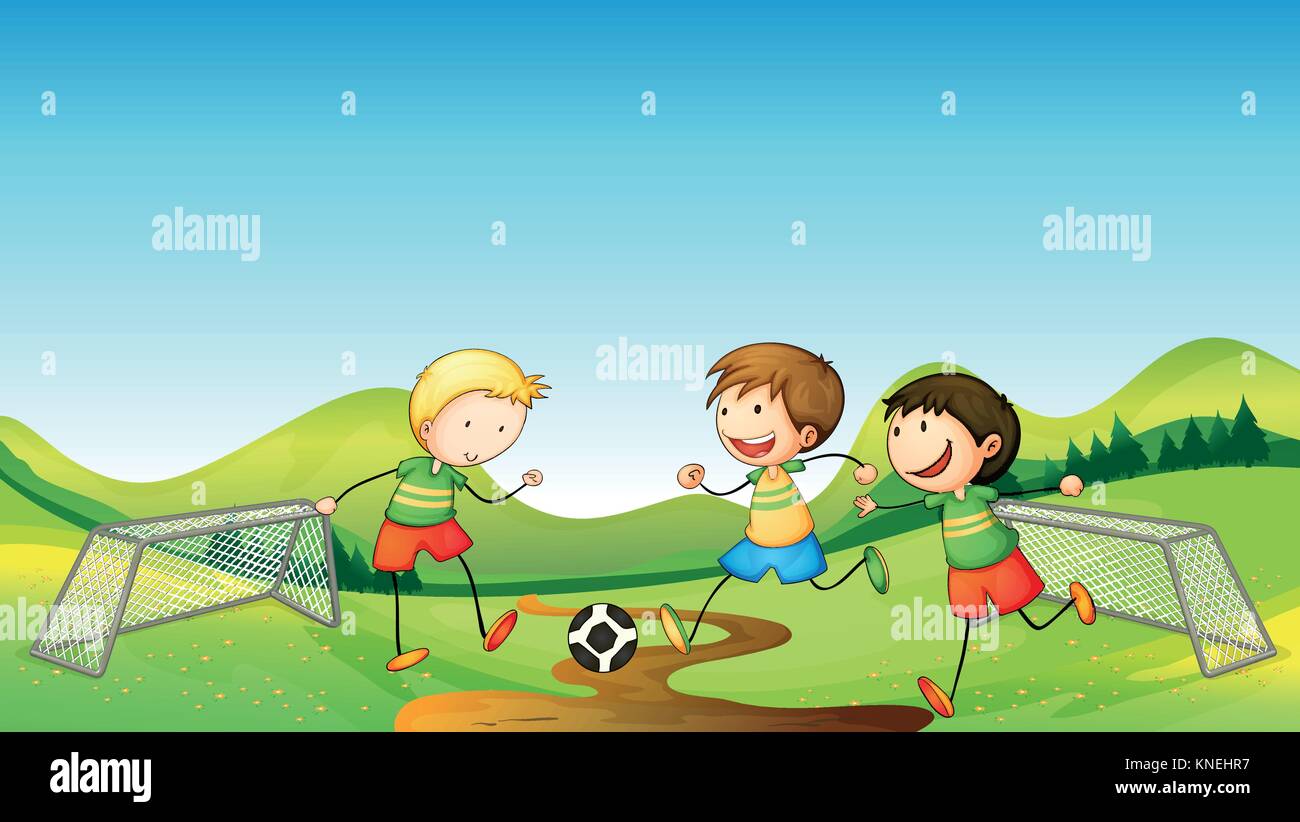 Illustration of kids playing soccer Stock Vector Image & Art - Alamy