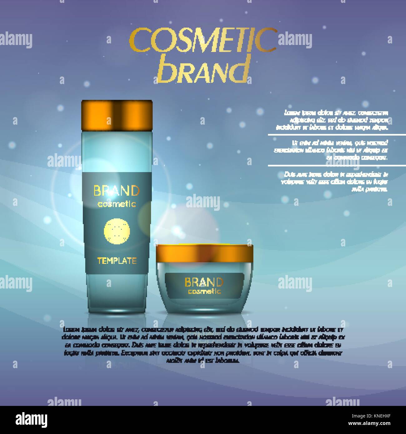 Vector 3D cosmetic illustration on a soft light background with flare ...