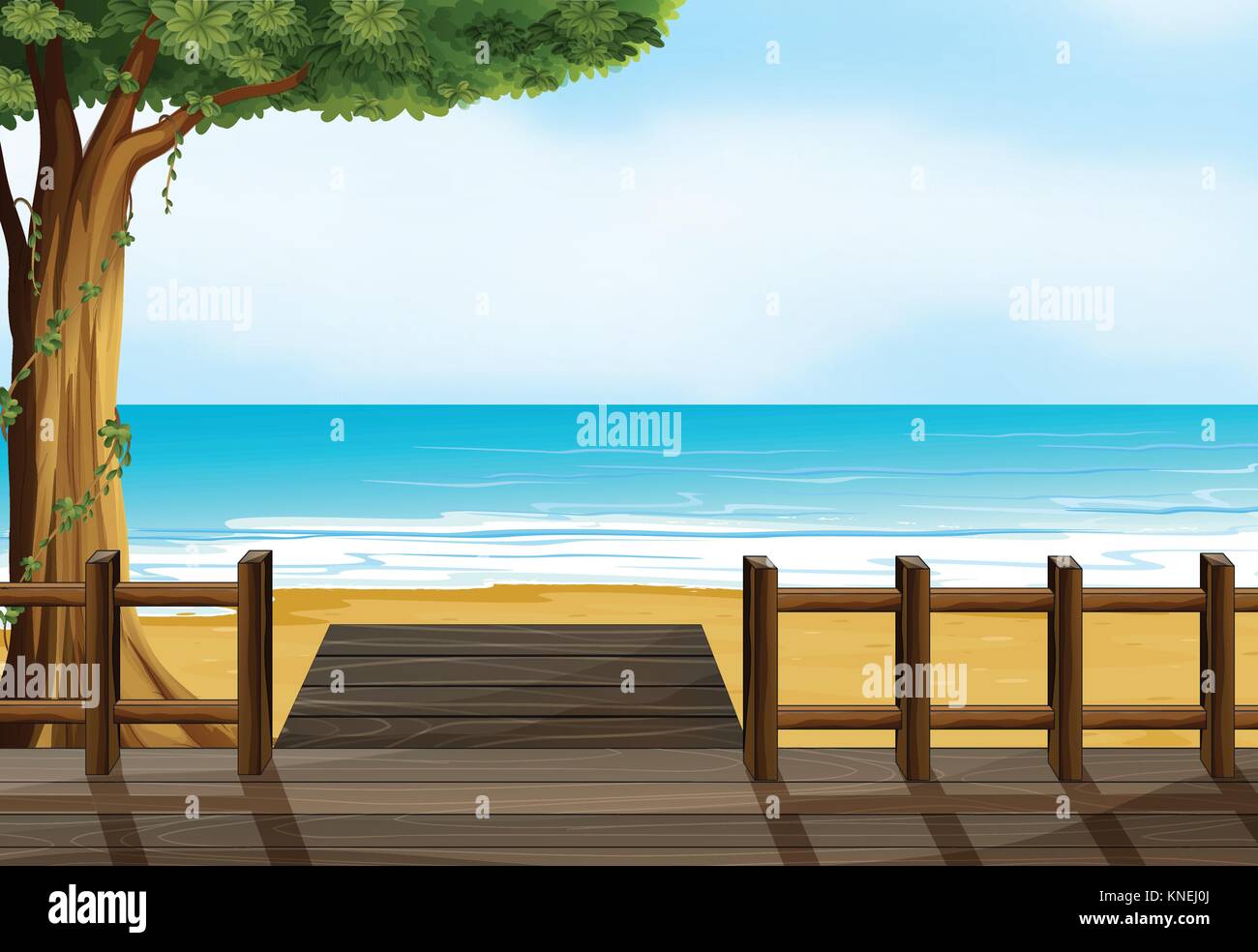 Illustration of a wooden bench on a beach Stock Vector Image & Art - Alamy