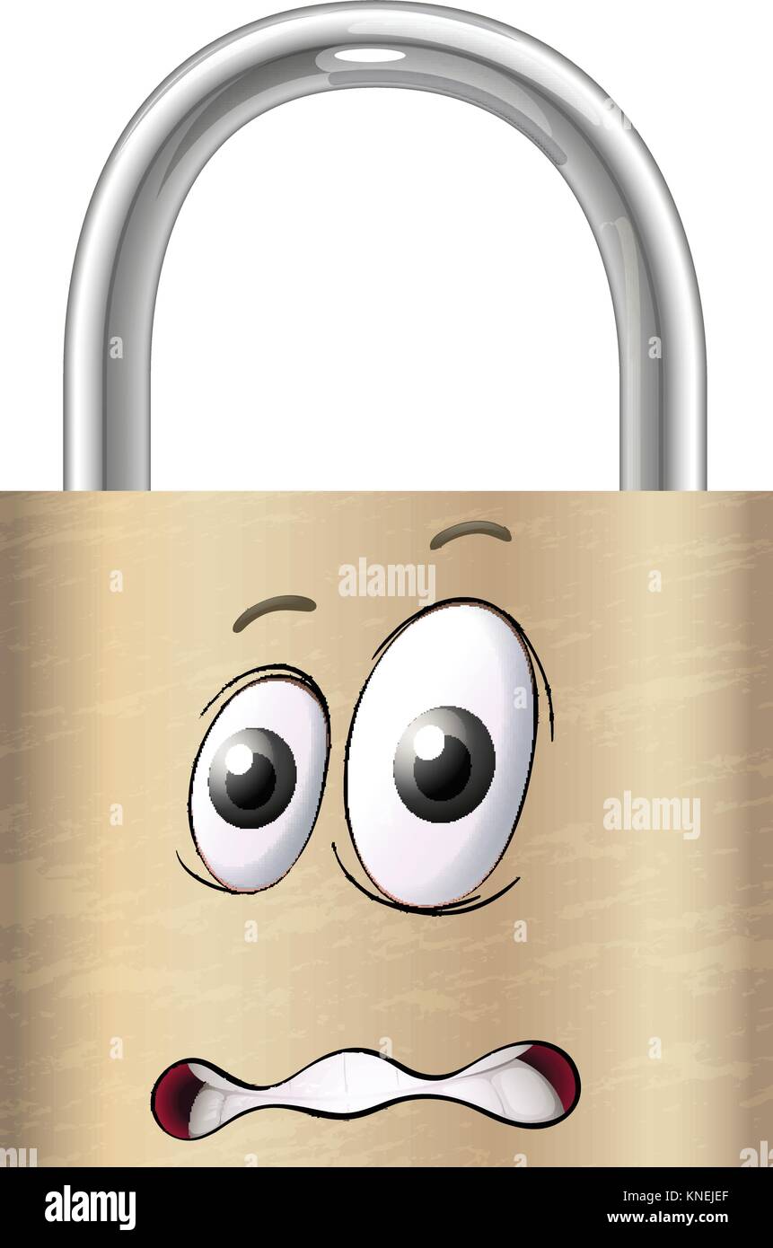 illustration of a lock with face on a white background Stock Vector ...