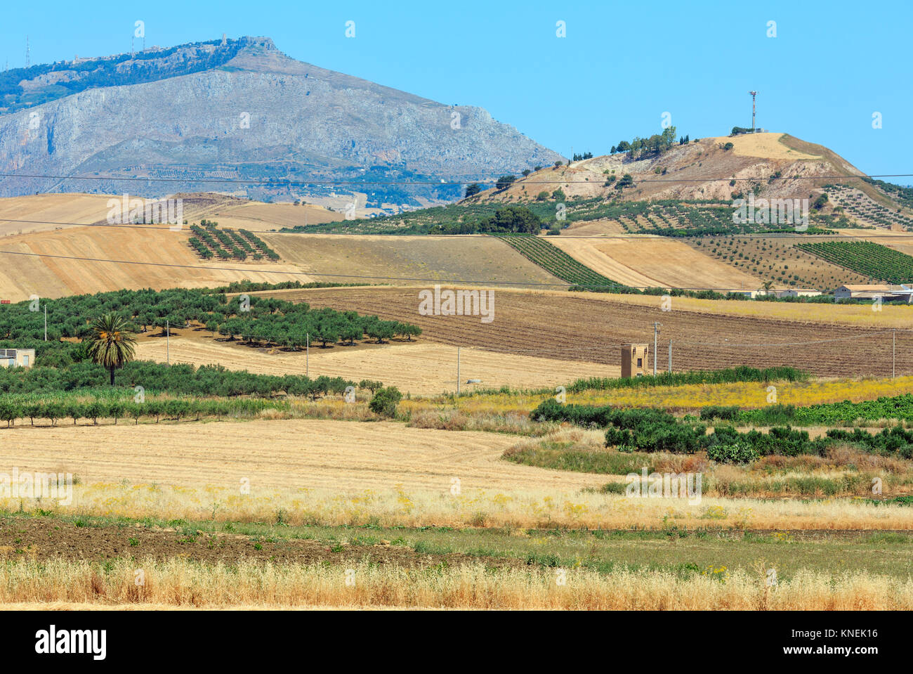 Beautiful landscape of Sicily summer countryside in Italy Stock Photo ...