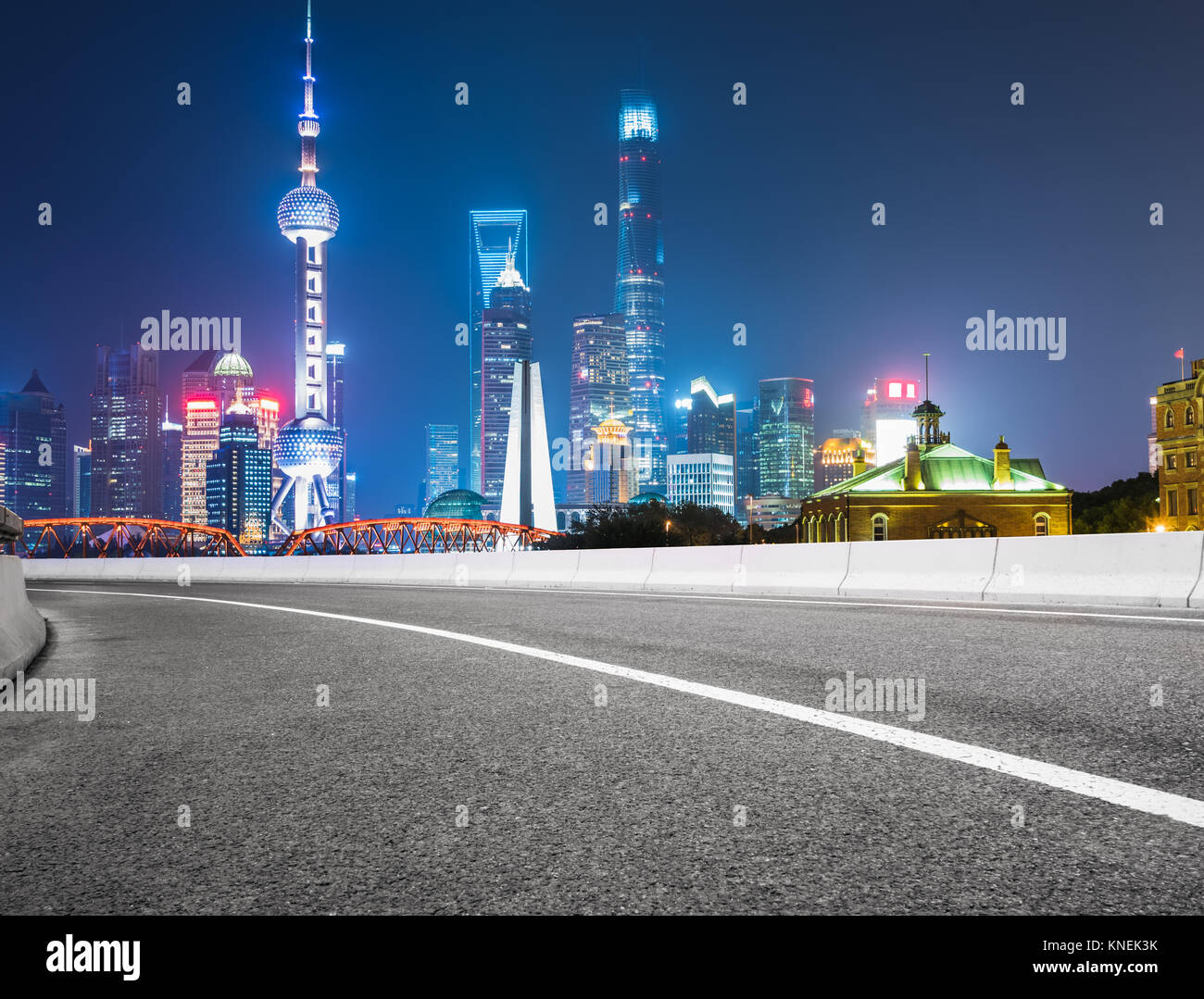 empty asphalt road through modern city in China Stock Photo - Alamy