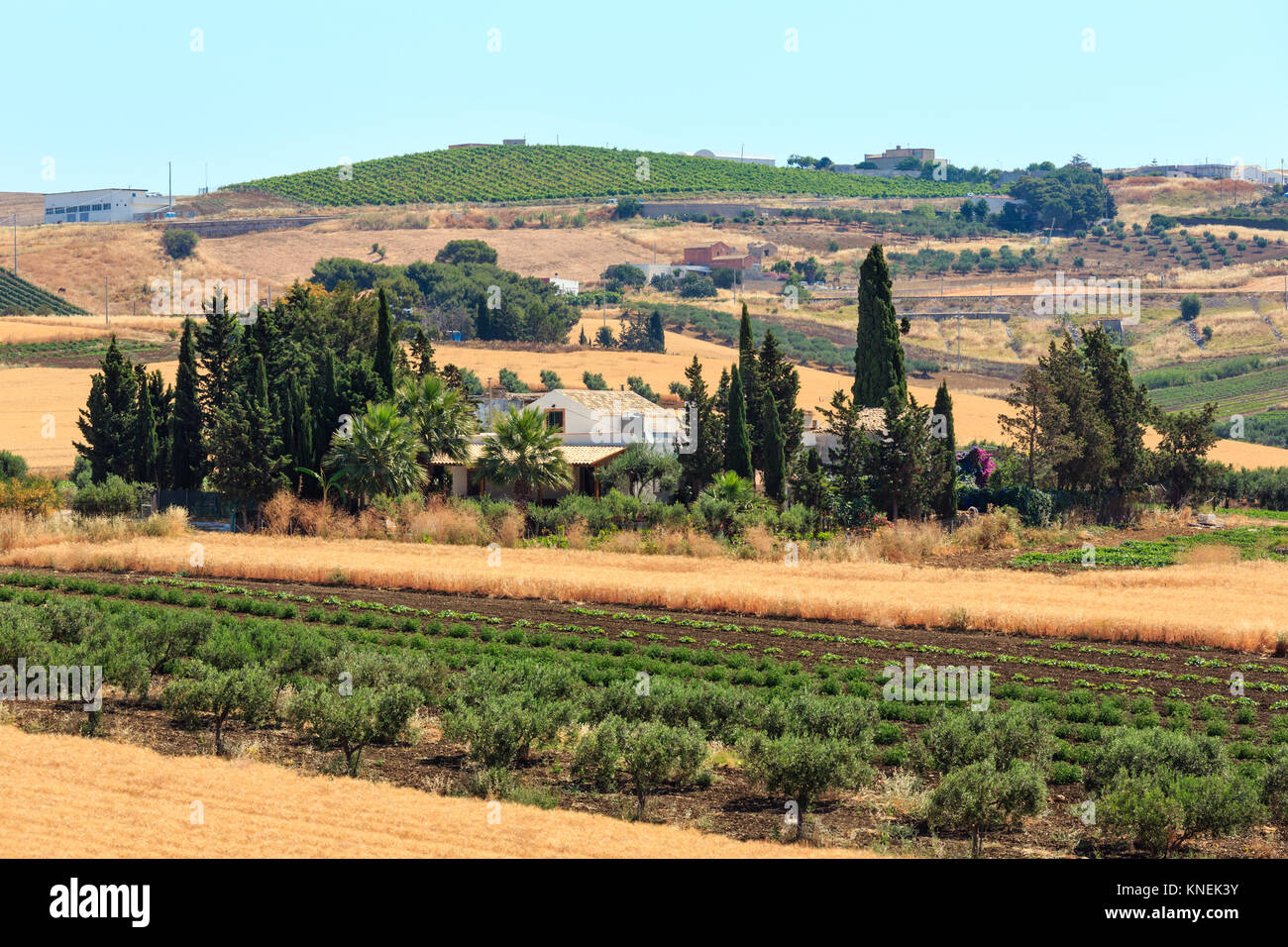 Beautiful landscape of Sicily summer countryside in Italy Stock Photo ...