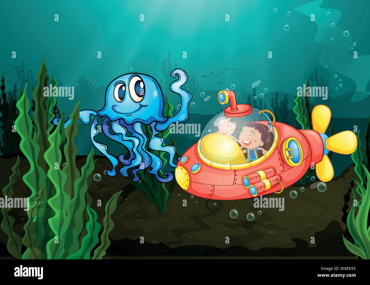 Illustration of kids exploring under the sea Stock Vector Image & Art ...