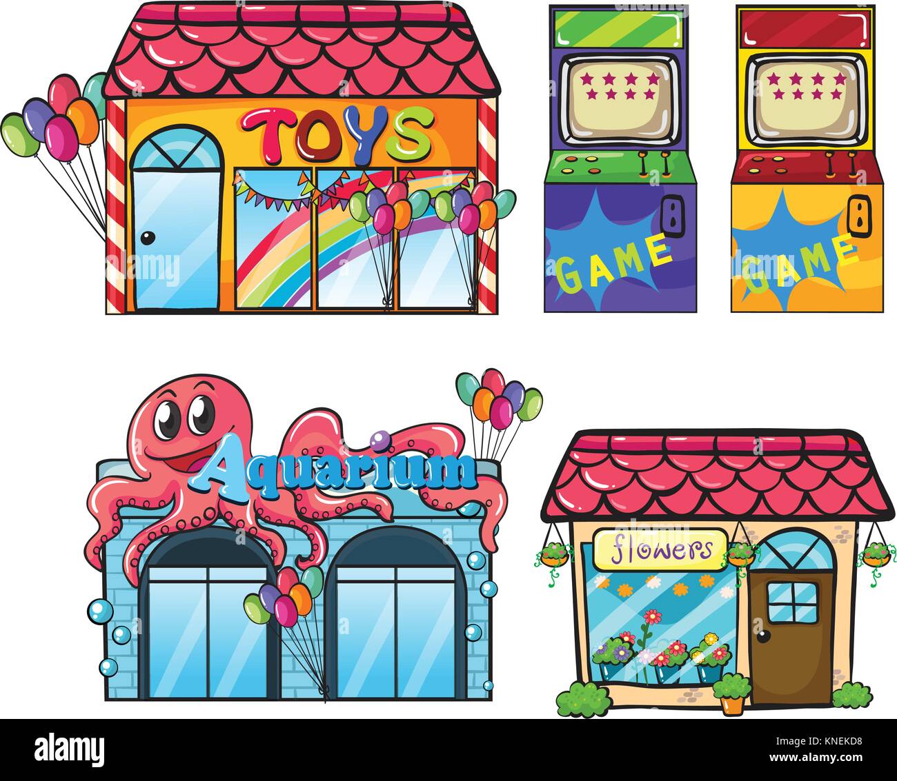 Illustration of a different stores on a white background Stock Vector ...