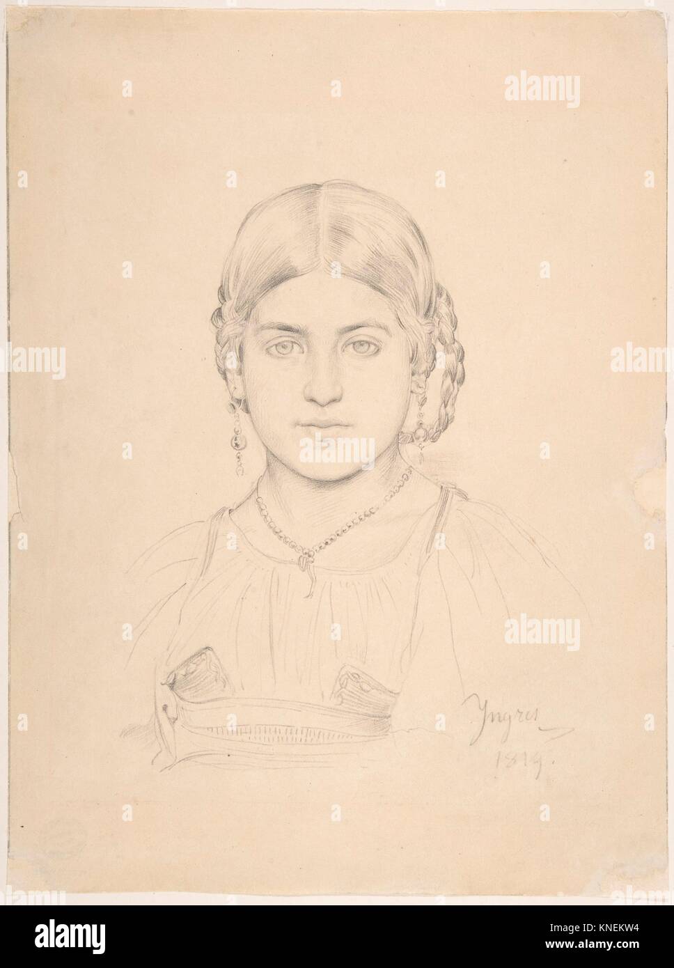 Bust of a Gypsy Girl. Artist: Ascribed to Jean Auguste Dominique Ingres ...