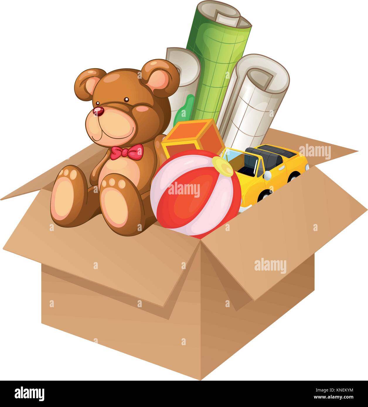 Illustration of toys in a box on a white background Stock Vector Image ...