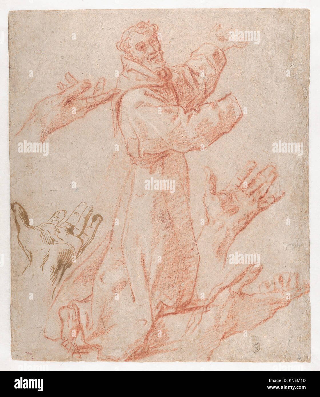 Studies for a Figure of Saint Francis Kneeling in a Three-Quarter View ...