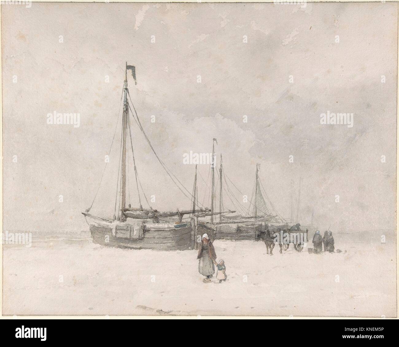 Fishing Boats on the Beach in Winter. Artist: Anton Mauve (Dutch ...