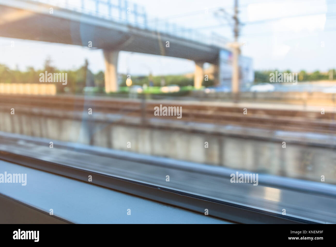Railroad Tracks Seen Through Train Window Stock Photo - Alamy