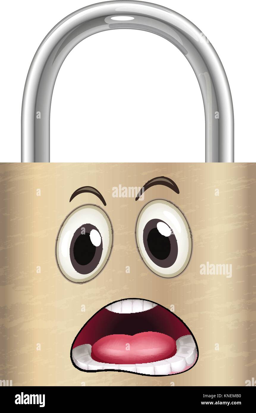illustration of a lock with face on a white background Stock Vector ...