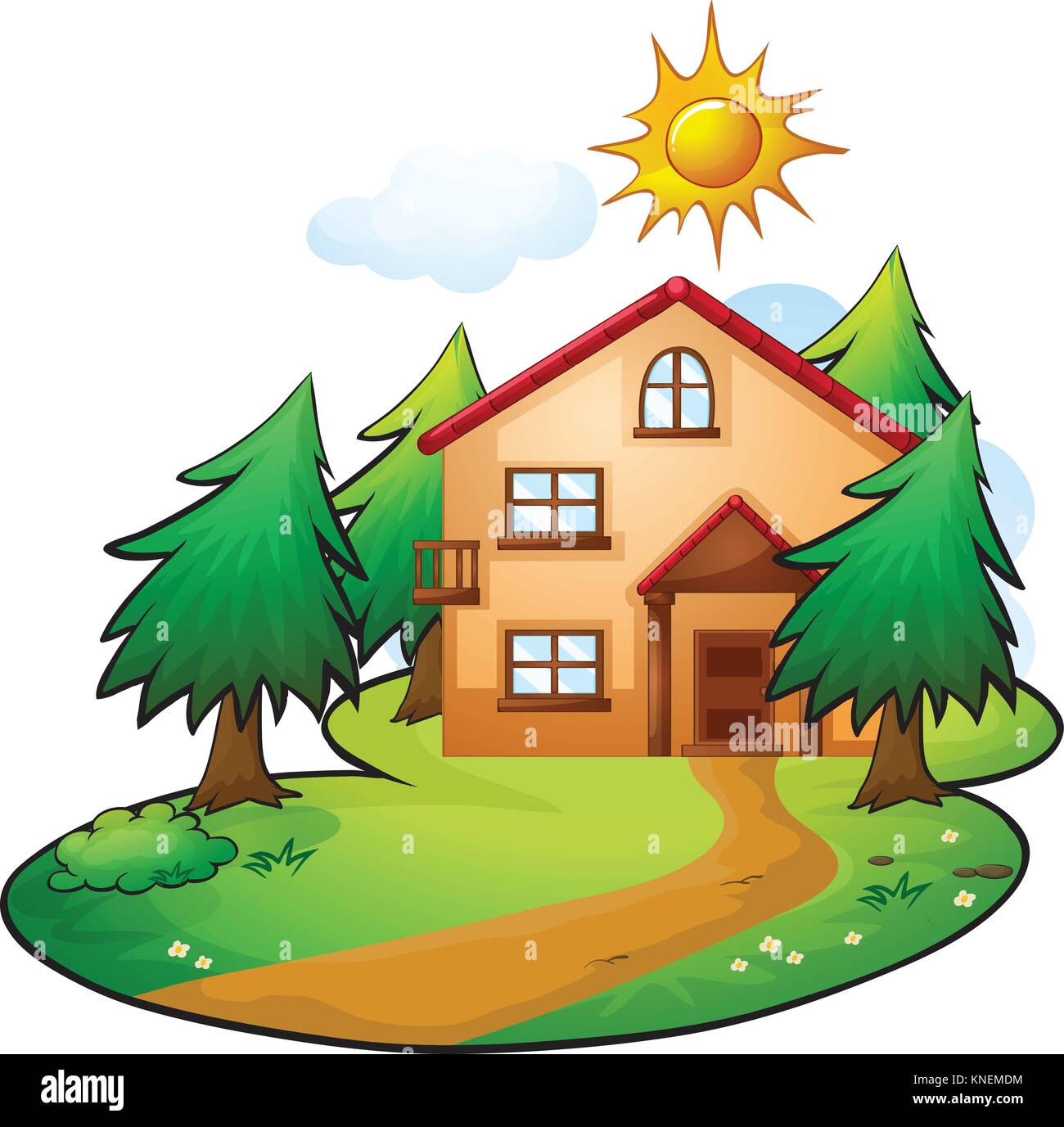 illustration of a house in a beautiful nature Stock Vector Image & Art ...