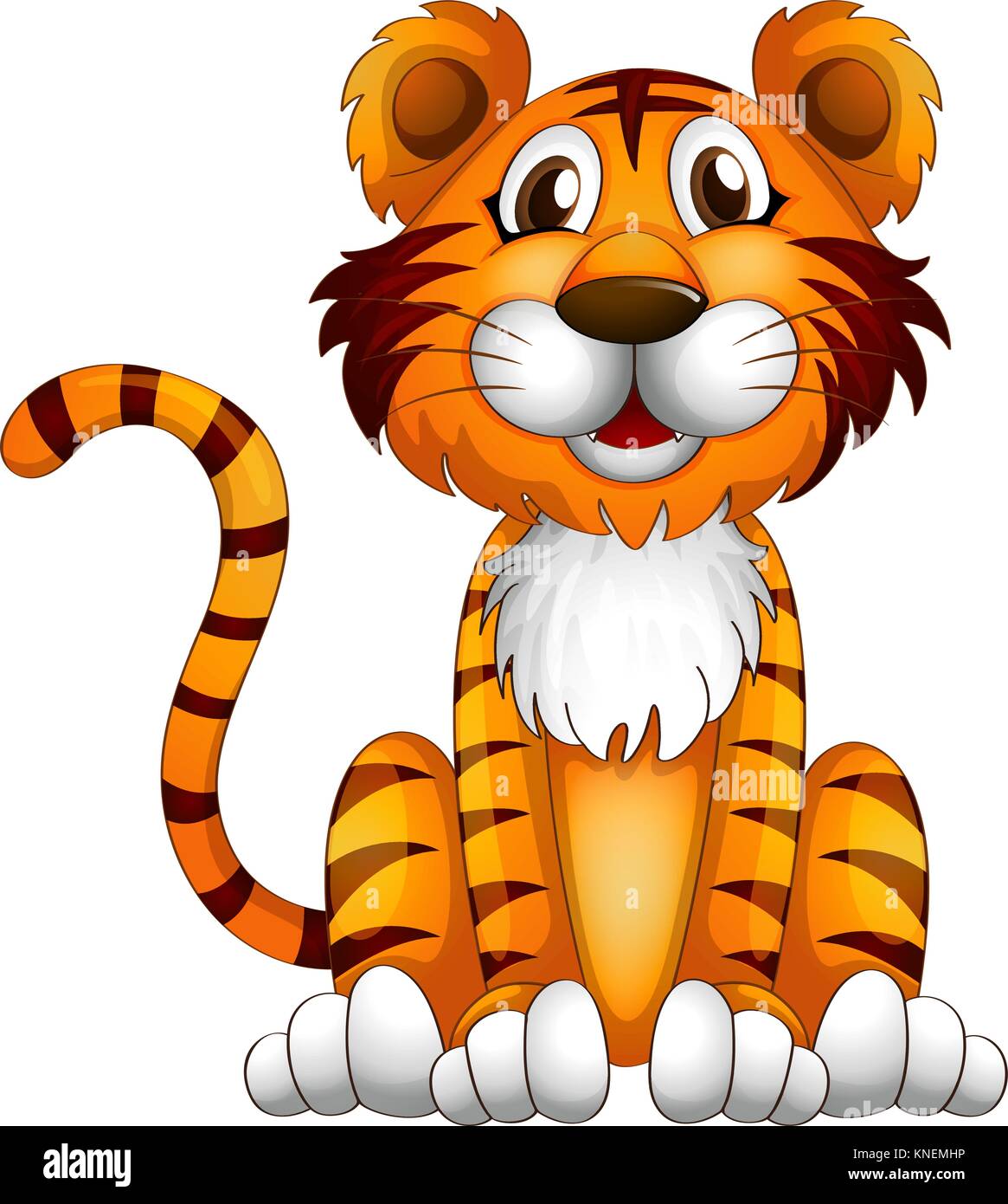 Illustration of a tiger sitting down on a white background Stock Vector ...