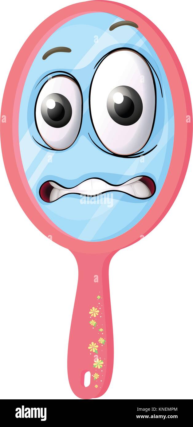 illustration of a mirror with face on a white background Stock Vector ...