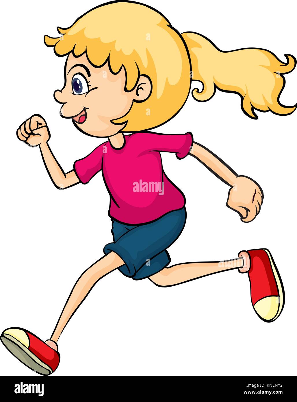 Illustration of a running girl on a white background Stock Vector Image ...