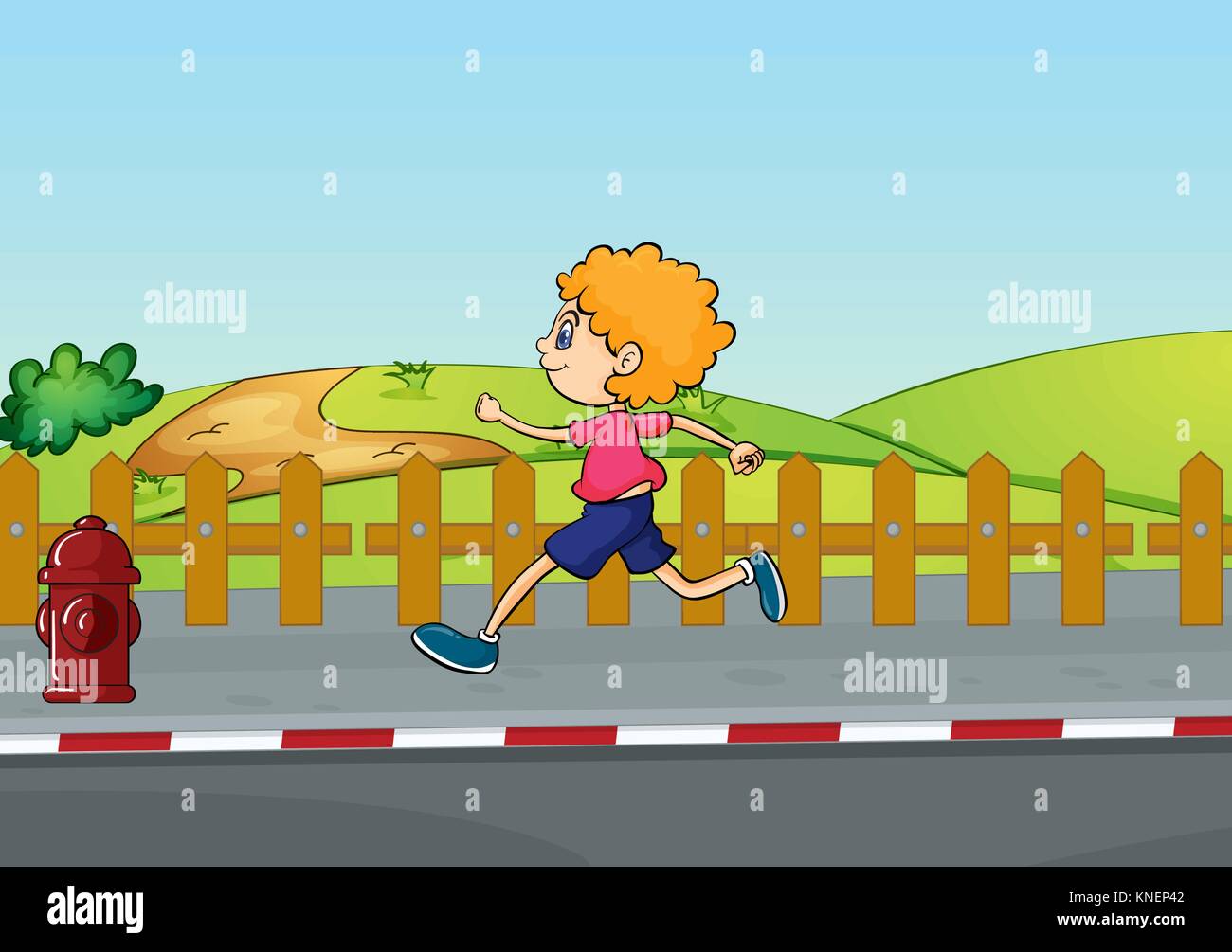 Illustration of a boy running in a beautiful nature Stock Vector Image ...