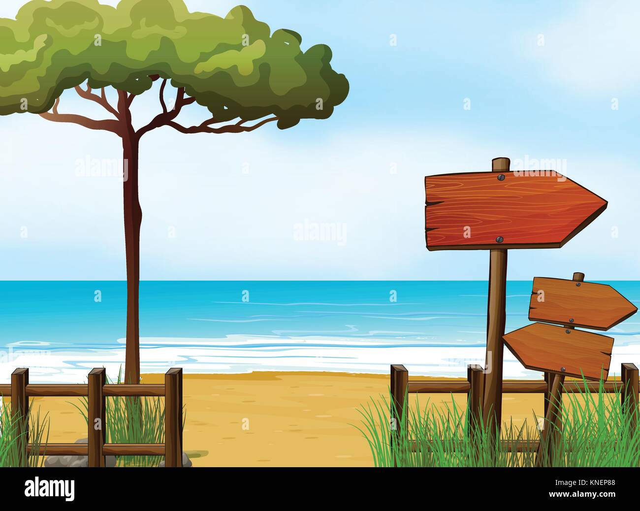 Illustration of wooden arrow signboards at the beach Stock Vector Image ...