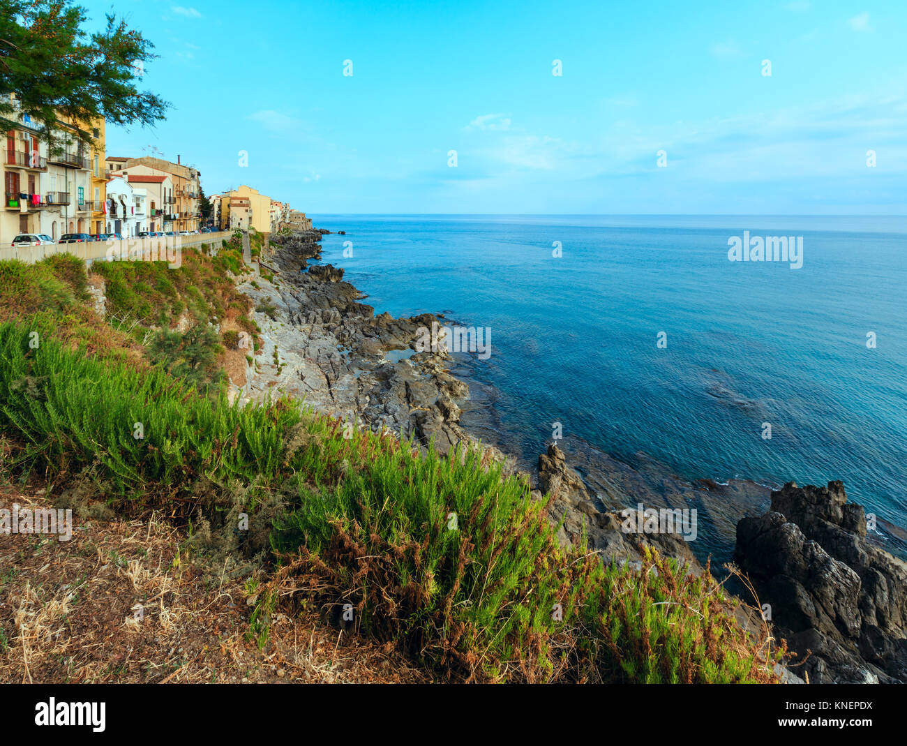 Cefalu old beautiful town coastal view, Palermo region, Sicily, Italy ...