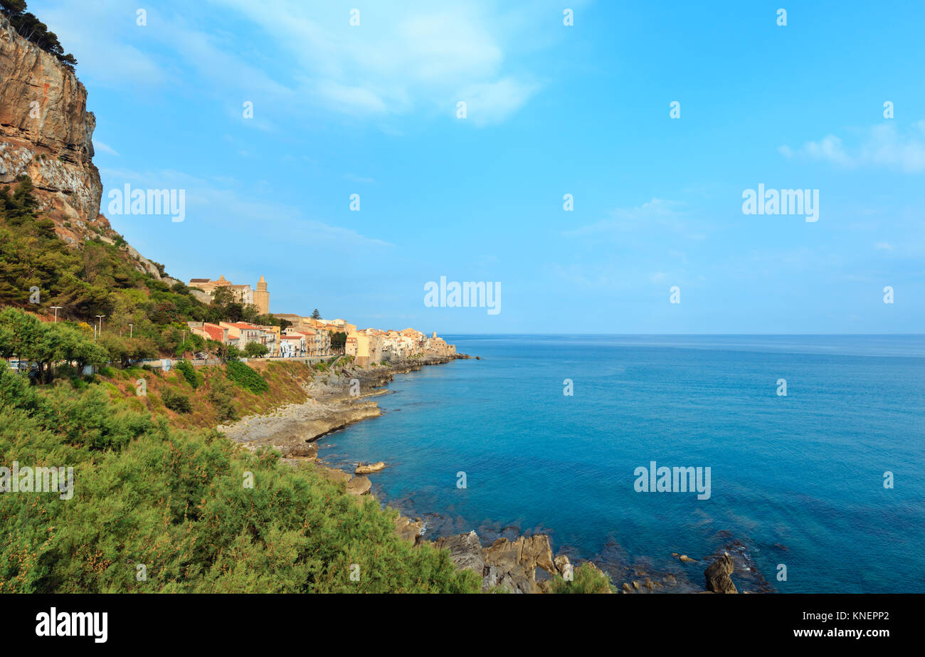 Cefalu old beautiful town coastal view, Palermo region, Sicily, Italy ...