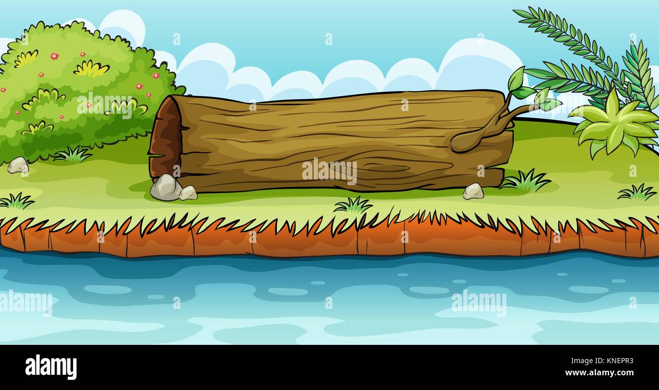 Illustration of a big trunk beside a pond Stock Vector Image & Art - Alamy