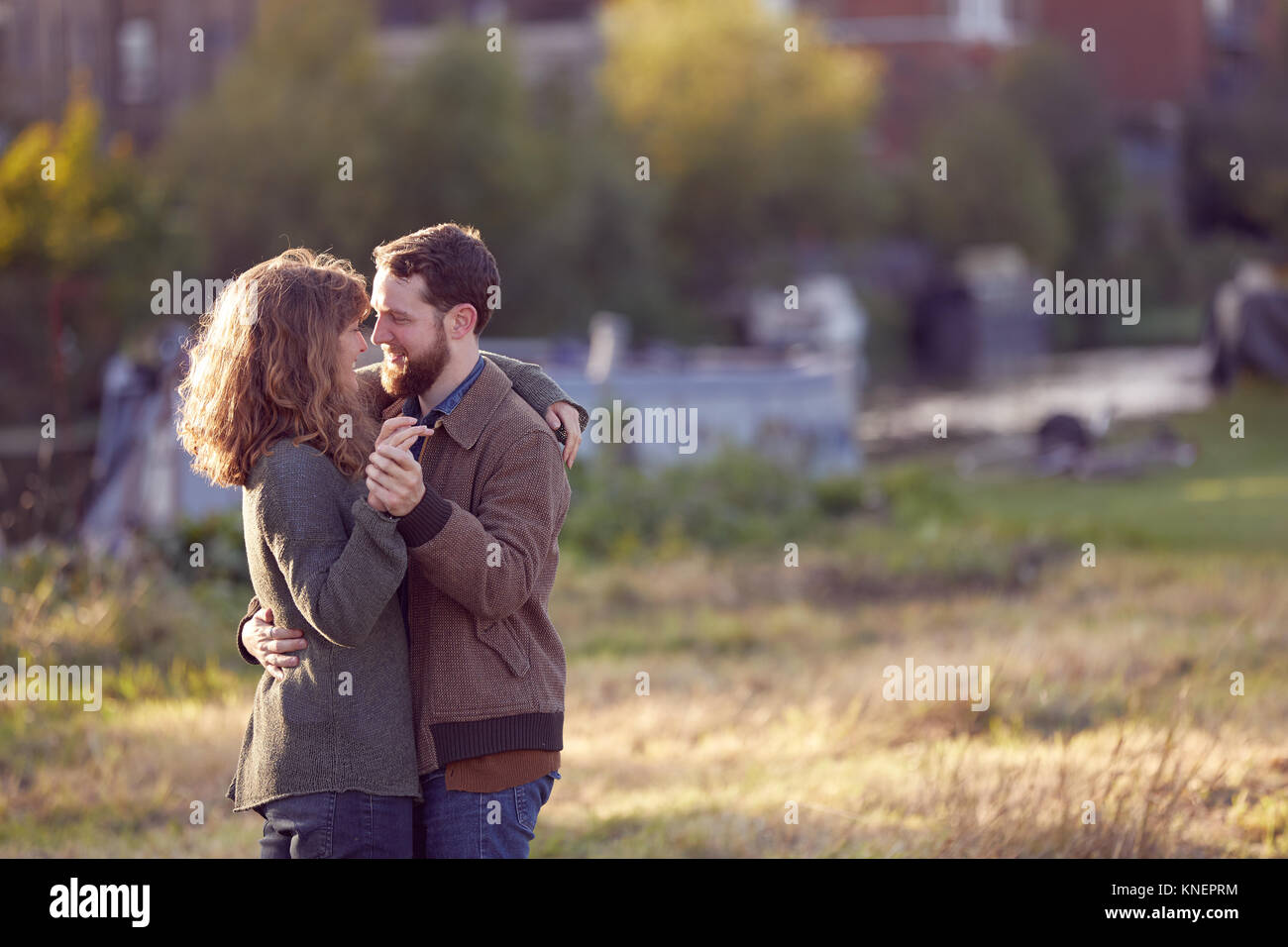 Couple slow dancing outdoors Stock Photo - Alamy