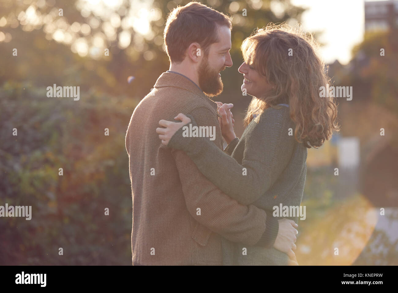 Couple slow dancing outdoors Stock Photo - Alamy