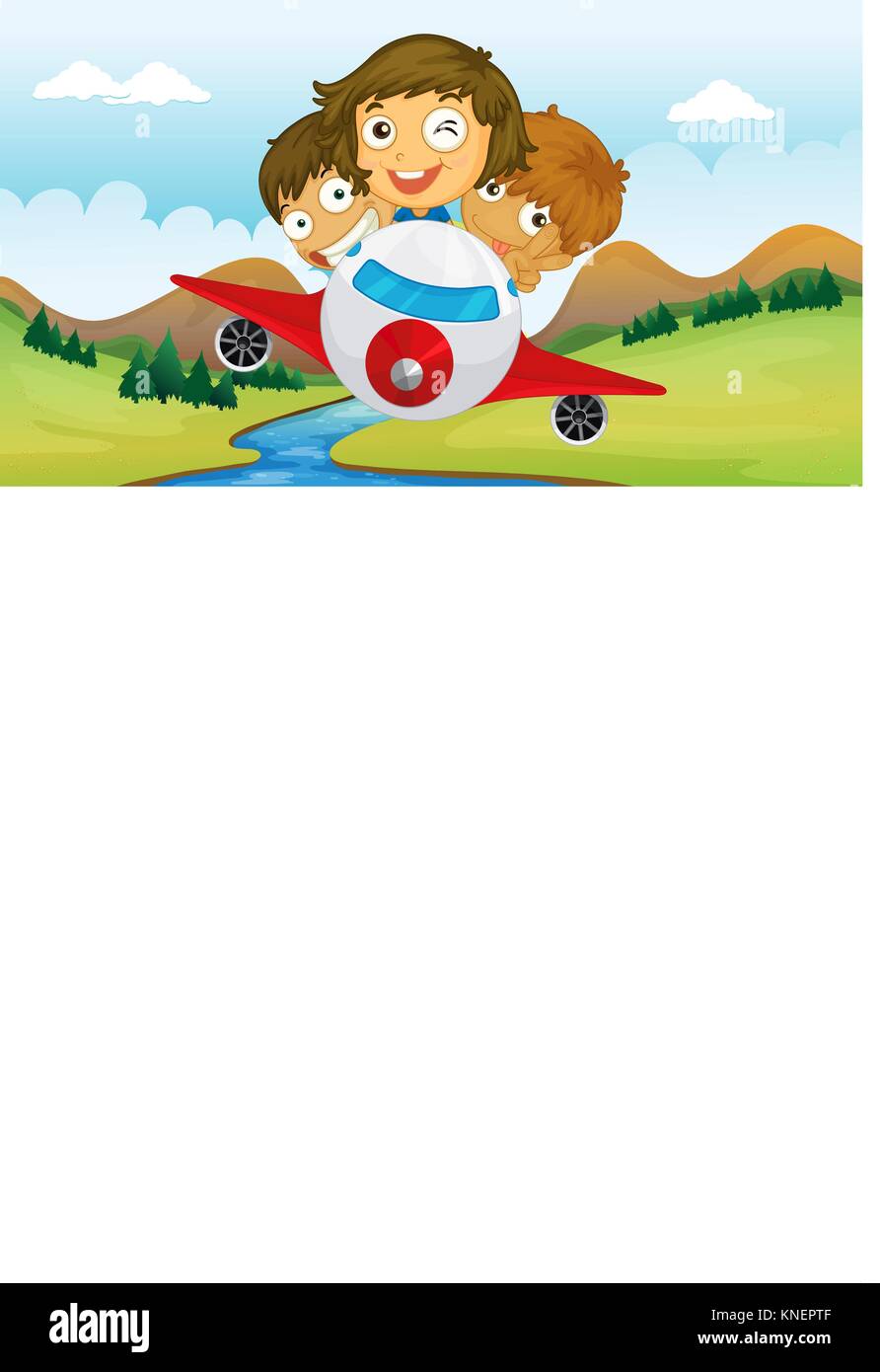 Illustration of kids having fun while riding in a plane Stock Vector ...