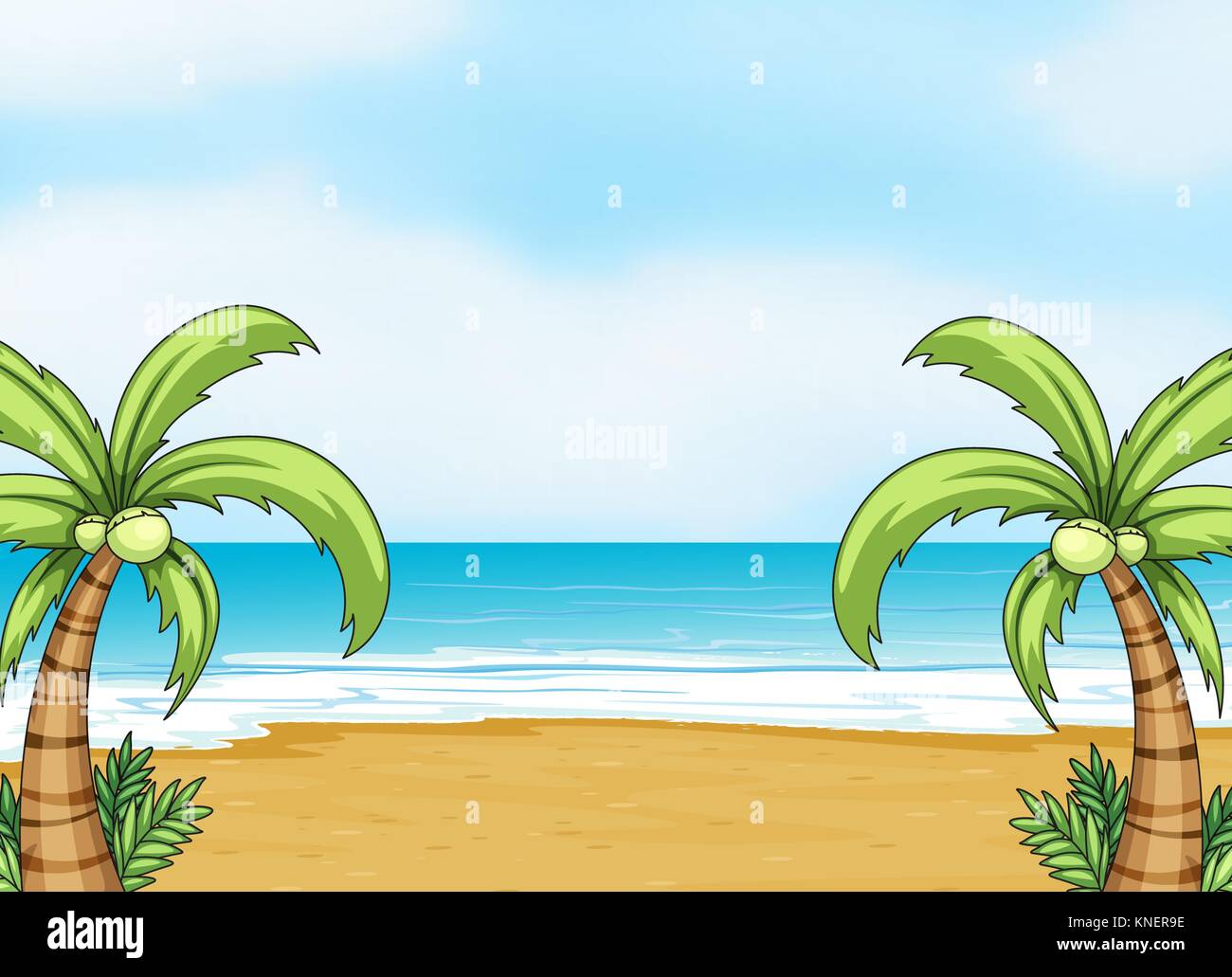 Illustration of a sea shore in a beautiful nature Stock Vector Image ...