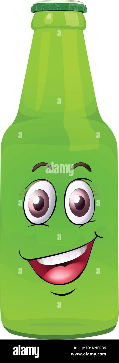 illustration of a bottle with face on a white background Stock Vector ...