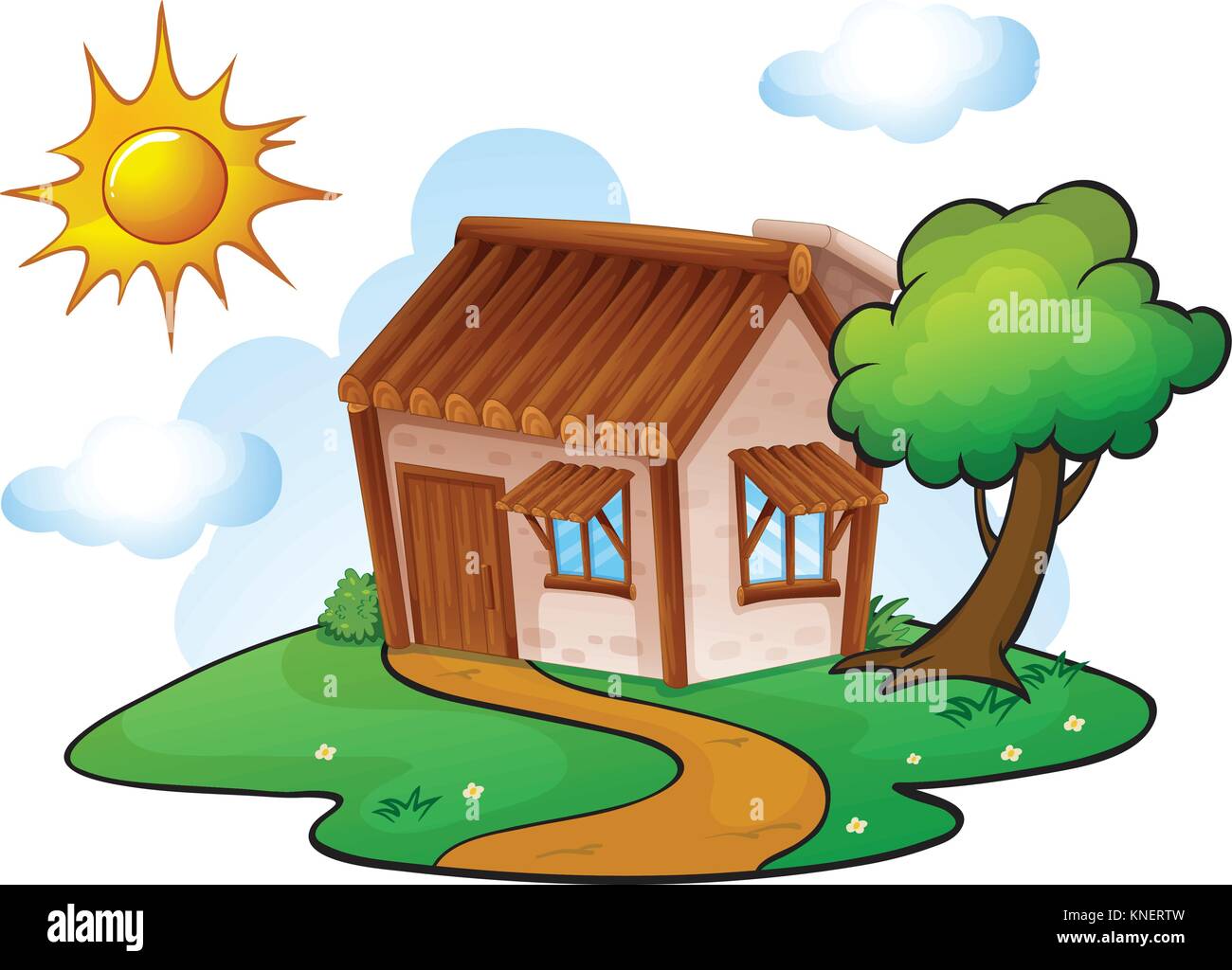 illustration of a house in a beautiful nature Stock Vector Image & Art ...