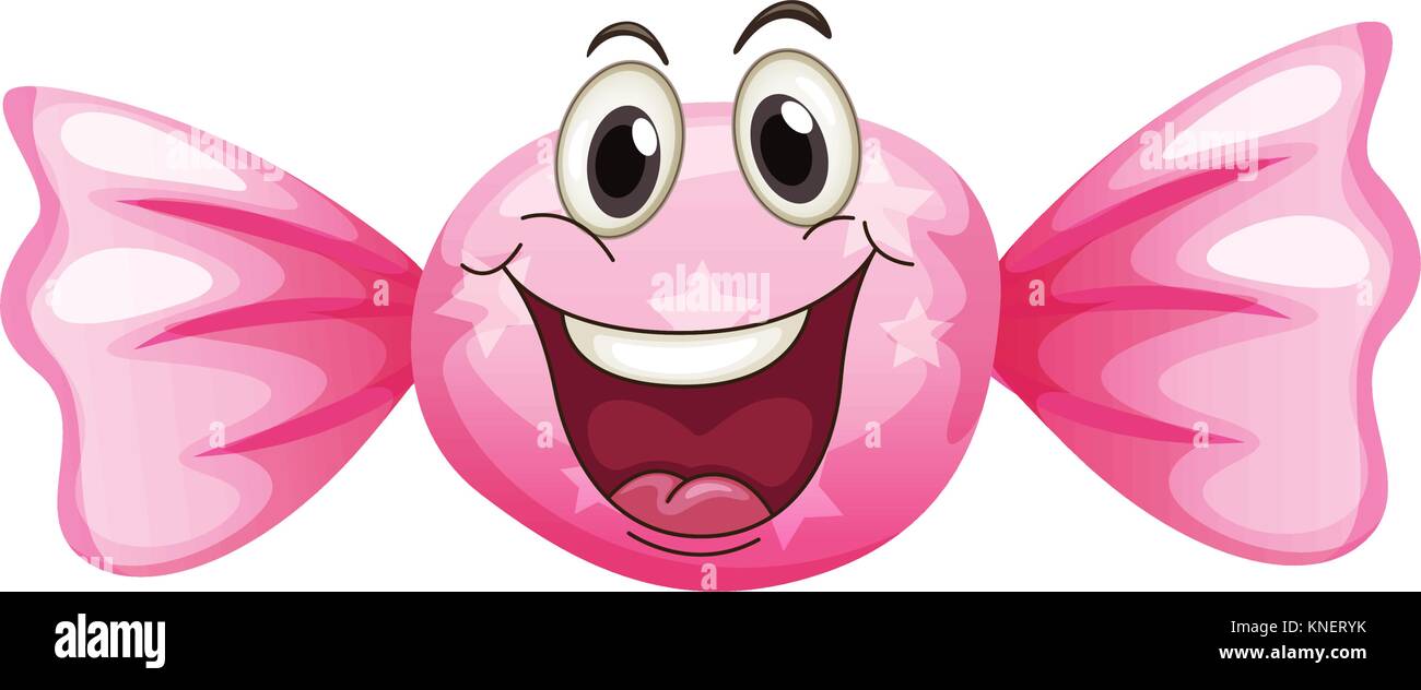 illustration of a candy with a face on a white background Stock Vector ...