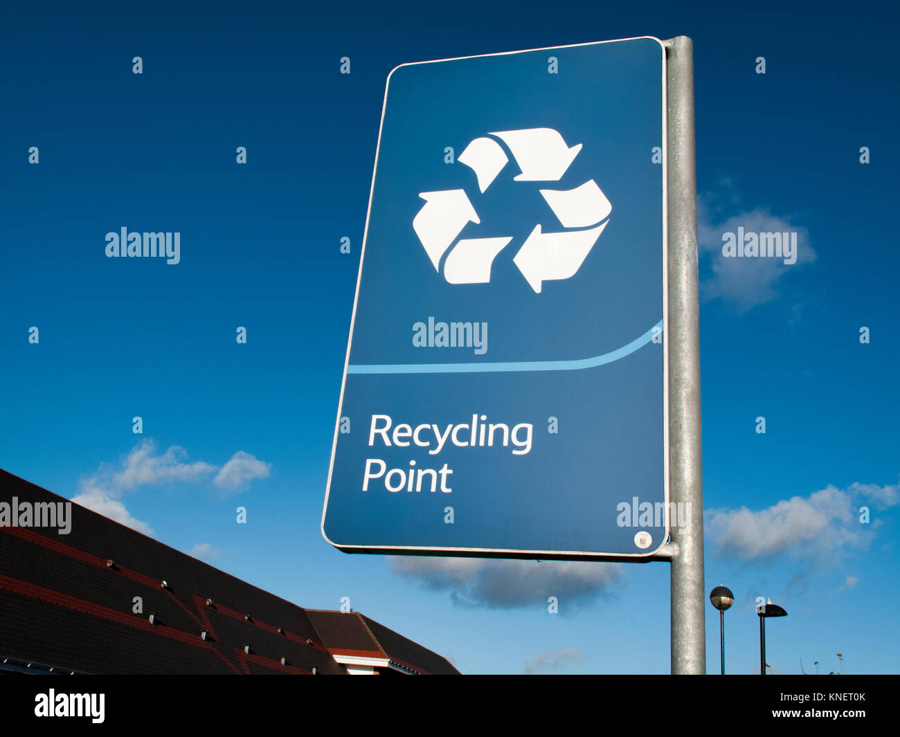 Recycling Point information sign at Tesco Extra supermarket Stock Photo ...