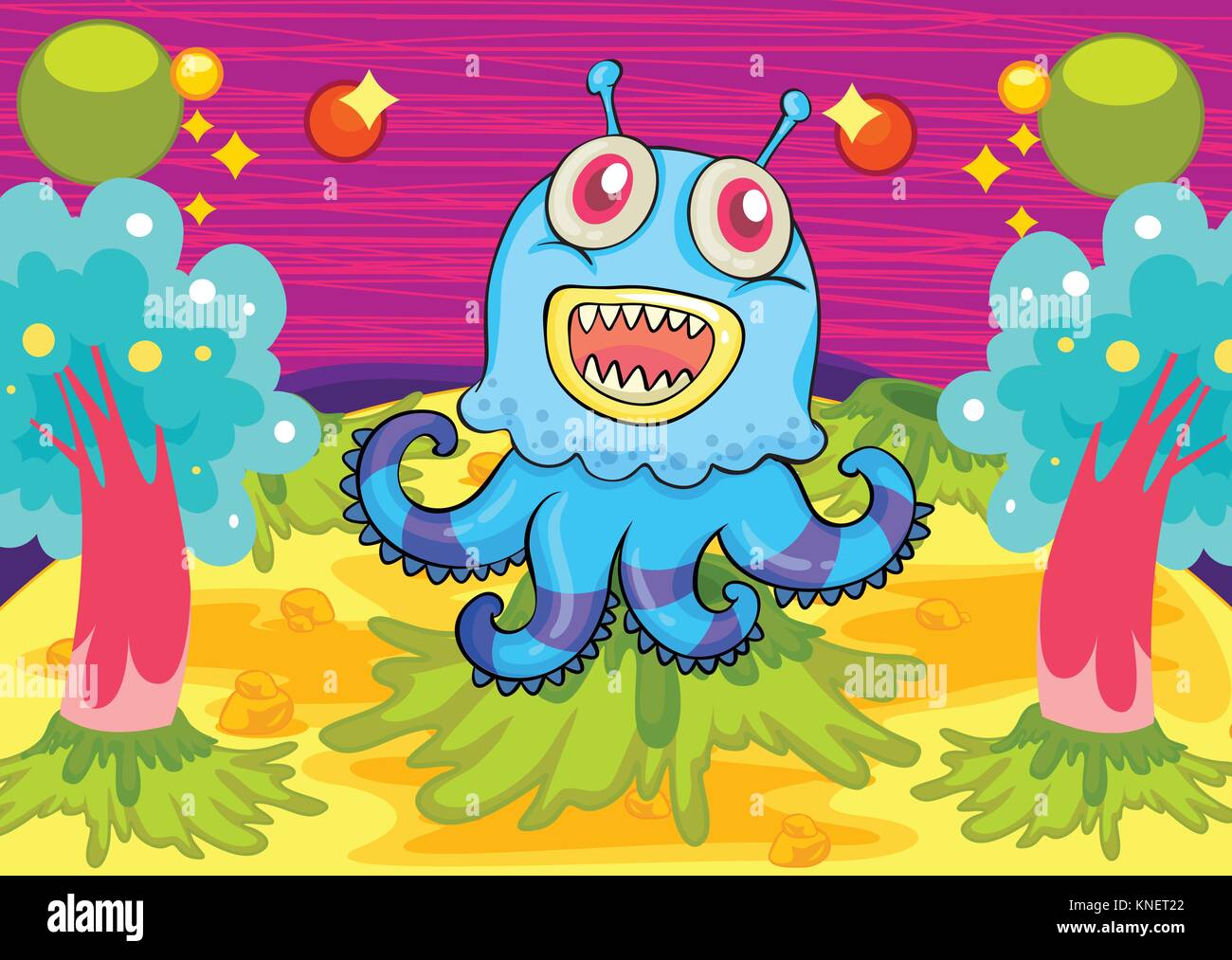 illustration of a scary monster in a beautiful background Stock Vector ...
