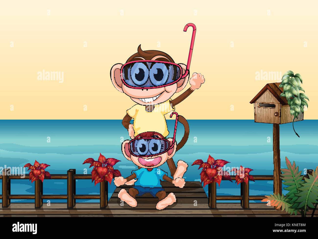 Illustration of monkeys wearing goggles Stock Vector Image & Art - Alamy