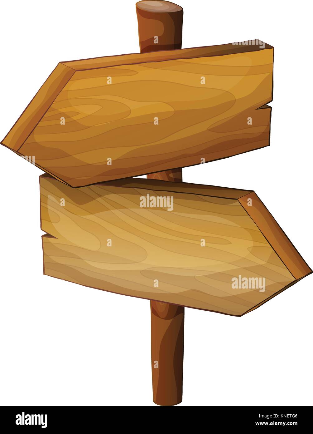 Illustration of a wooden direction board on a white background Stock ...