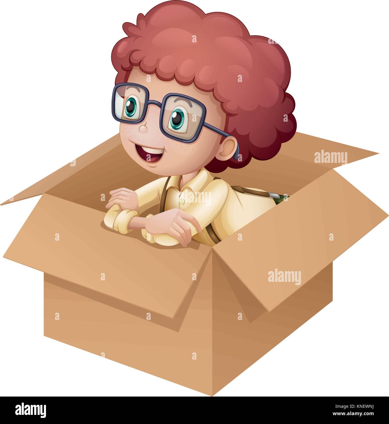 Illustration of a girl in a box on white background Stock Vector Image ...