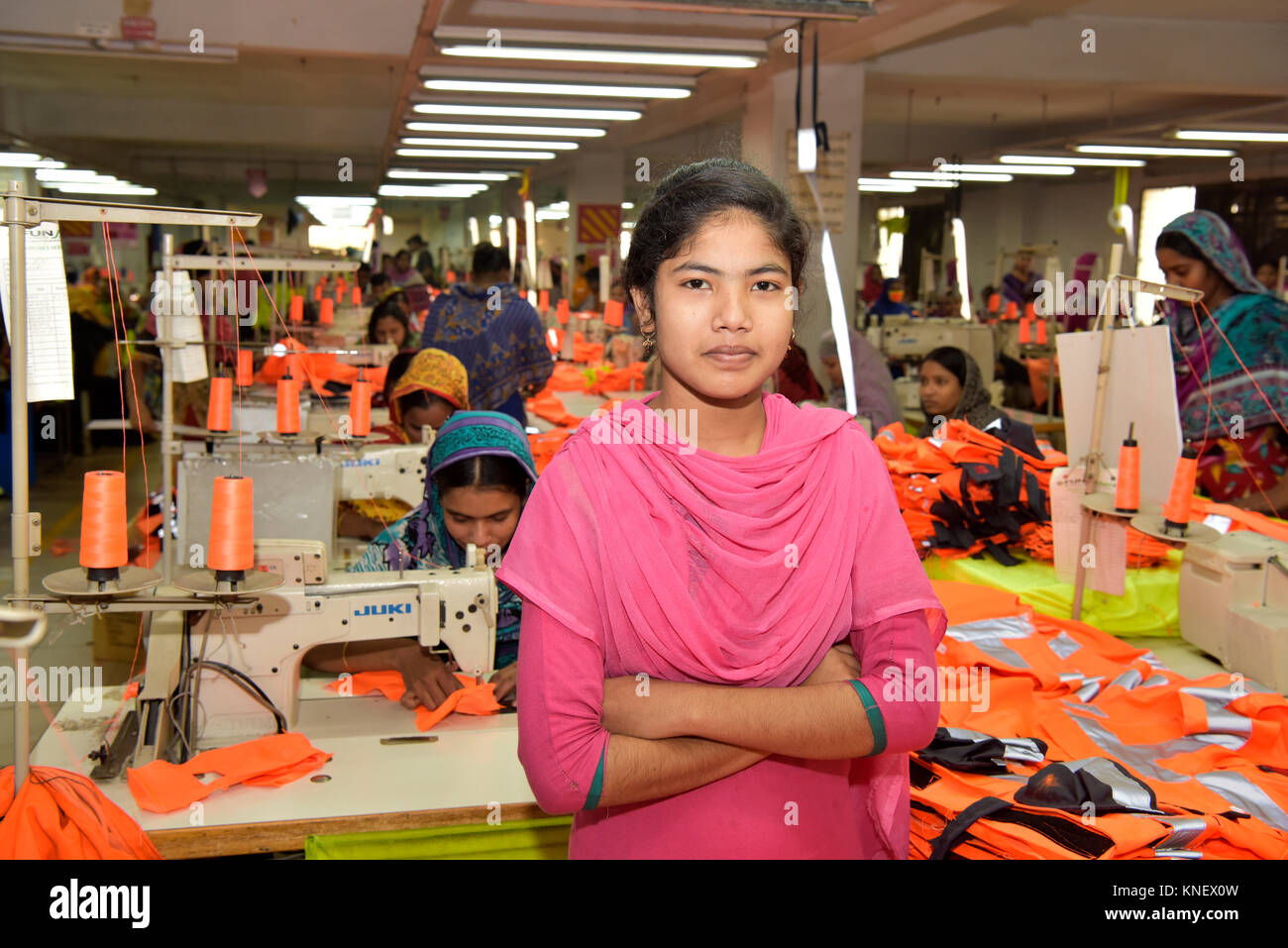 DHAKA, BANGLADESH - DECEMBER 26, 2016: Bangladeshi garments workers ...